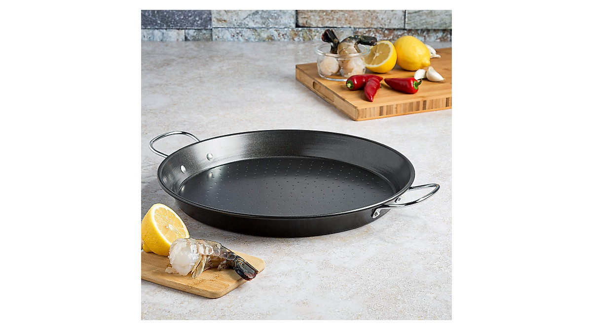 Ecolution Sol Paella Pan - Eco-Friendly Non-Stick 15" Heavy Duty Carbon ...