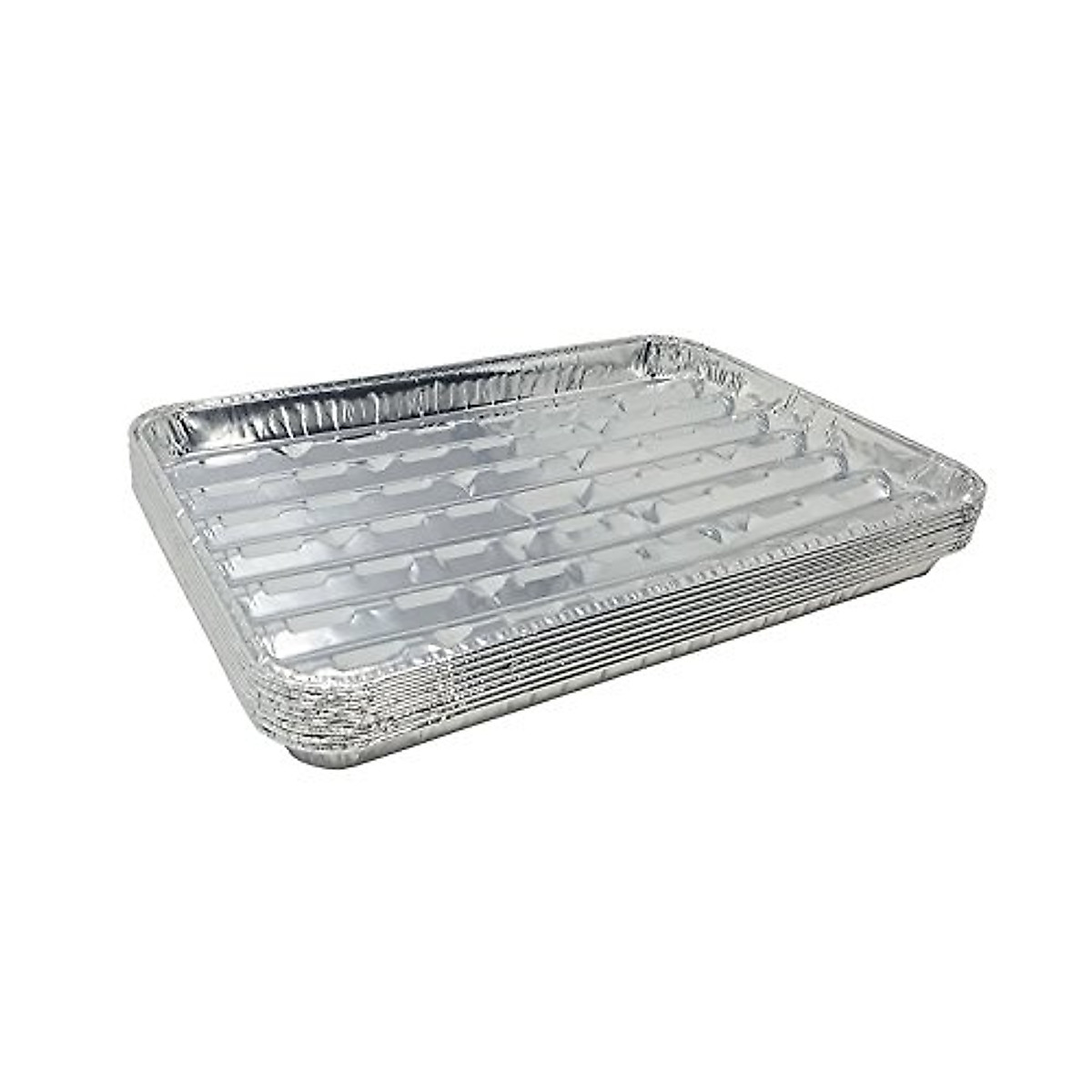 Pack of 15 Disposable Aluminum Broiler Pans – Good for BBQ, Grill Trays – Multi-Pack of Durable Aluminum Sheet Pans – Ribbed Bottom Surface - 13.40" x 9" x 0.85"
