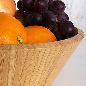 Totally Bamboo Fruit Basket Bowl with Banana Holder Hanging Hook, Bamboo Wood Fruit Bowl for Kitchen Counter