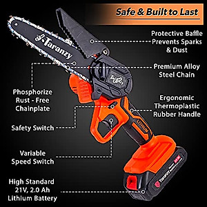 Mini Chainsaw 6 Inch Cordless, Super Powerful Taranzy Mini Chain Saw, Mini Chainsaw Cordless Chainsaw, Electric Chainsaw Cordless Battery Chainsaw, Handheld Electric Saw, Wood Cutting Tree Trimming