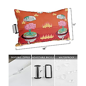 Recliner Head Pillow Ledge Loungers Chair Pillows with Insert Cartoon Cup Volcano Fire Graffiti Orange Red Texture Lumbar Pillow with Adjustable Strap Patio Garden Cushion for Sofa Bench Couch, 2 PCS