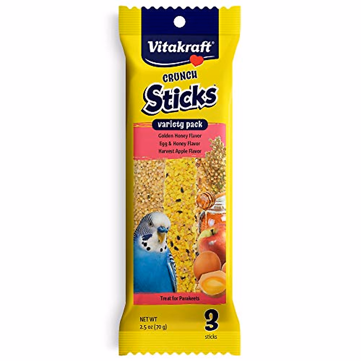 Vitakraft Parakeet Treat Sticks Variety Pack - Honey, Egg, Apple - 2.5Oz