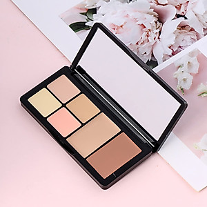 6 Colors Correcting Concealer Palette, Makeup Cream Contour Palette with Brush, Contouring Foundation Highlighting Concealer Palette for Conceals Dark Circles, Redness, Acne, Blemish
