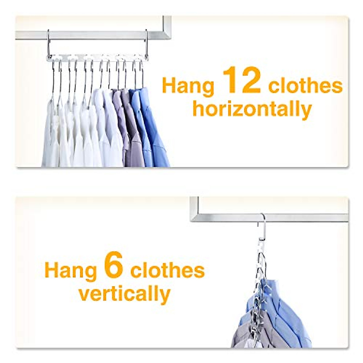 HOUSE DAY Magic Hangers Space Saving Hangers for Clothes Hangers Space Saving Wardrobe Clothing Hanger Organizer Closet Space Saver Hangers (12 Pack)