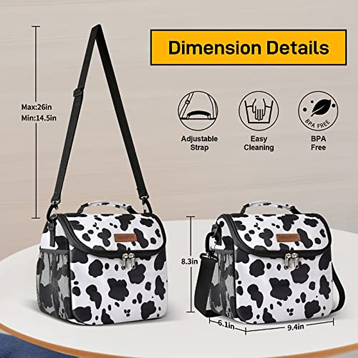 Buringer HOMESPON Insulated Lunch Bag for Women Reusable Lunch Box Cute Cooler Tote with Adjustable Shoulder Strap for Work Picnic or Travel