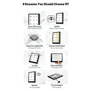 MEEBOOK M7 e-Book Reader, 2023 New 6.8" 300PPI HD E-Ink Screen Ereader, Cold/Warm Light, Android 11, Support Google Play Store,Speaker/OTG/Type C,3GB+32GB