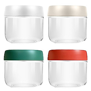MR.KIANGCI 4 Pack 10oz Glass Jar with Lid,Leak Proof Glass Jars for Overnight Oats,Reusable Small Mason jars Overnight Oats Jars for Fruit, Salad, Dressing, Snacks Cereal,Sauce,Cerea,Sugar,Beans