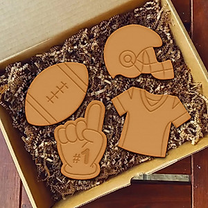 Moose Goods Football Cookie Cutter Set of 4 - Sports Cookie Cutters Shapes, Food Safe Plastic - Themed Football Cookie Cutters for Birthday Football Cookies - Football, Helmet, Jersey & Foam Finger