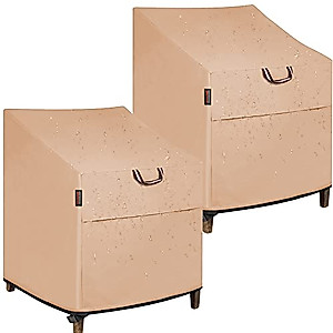 QH.HOME Lawn Outdoor Chair Covers Waterproof 900D Heavy Duty, 2 Pack Patio Chair Covers for Outdoor Furniture with Strong Tear Resistance, Fade UV Resistant, Air Vent - (Size：37"W X 40"D X 31"H）