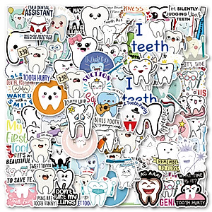 Tooth Stickers Decals[100Pack], Vinyl Dental Stickers Tooth Fairy Stickers Decals for Laptop Water Bottle Bumper Luggage Computer Skateboard Snowboard. Gift for Kids Girls Teens Adult