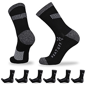 Heatuff Men's 6 Pack Hiking Crew Socks Athletic Cushion Outdoor Trekking Sock Reinforced Heel and Toe
