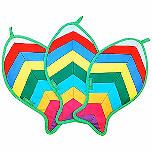 Pot Holders for Kitchen, 2pcs Fabric Patchwork Mats 100% Cotton Heat Resistant Hot Pads with Hanging Loop for BBQ/Cooking/Baking/Grilling/Microwave/Barbecue (Fish Green)