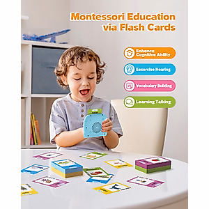 Airbition Talking Flash Cards for Toddler 1 2 3 4 Year Olds, Language Learning and Montessori Toys with 224 Words, Pocket Speech Therapy and Autism Toys, Children's Sensory Educational Device