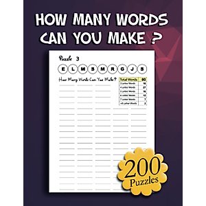 How Many Words Can You Make ?: 200 Puzzles for Seniors, 8.50 x 11 in, Puzzles & Solutions