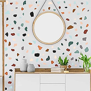 Terrazzo Wall Decals Irregular Stones Wall Sticker Multicolor Polka Dot Wall Stickers Modern Geometric Abstract Wall Decals Living Room Nursery Bedroom Decor