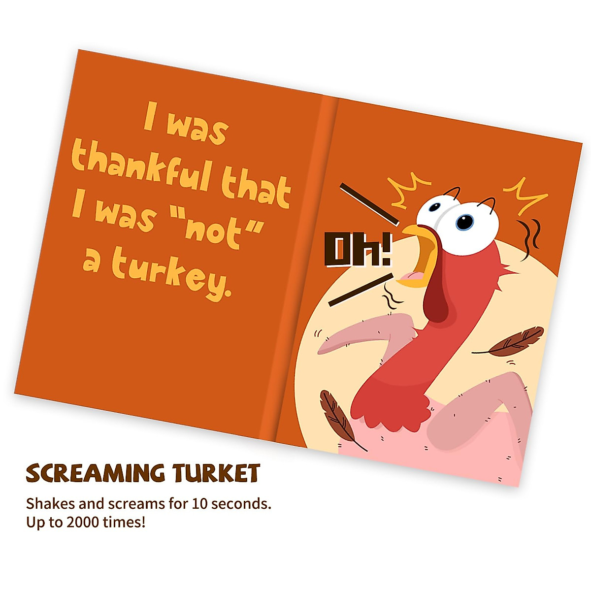 DTESL Happy Thanksgiving Card Funny, Sound and Shaking Head Motion Cartoon Humor with Envelope - not a turkey