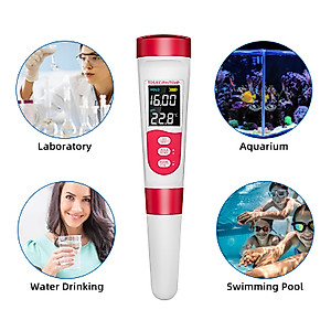 PH Meter, Digital 4 in 1 PH EC TDS Temp Meter for Water Hydroponics, Waterproof DWC PH and EC PPM Water Tester with Backlit for Nutrients Growing, Indoor Garden, Home Brewing, Pool, Aquarium.