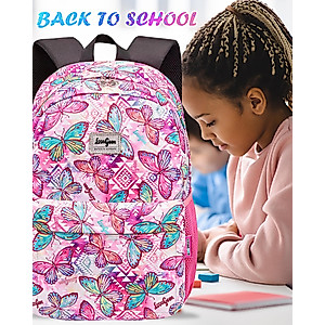 LSSAGOON Butterfly Print Backpack for Girls Teens Women.16in Bookbag W/Stationery Bag.Casual Baypack for Travel School Gift.