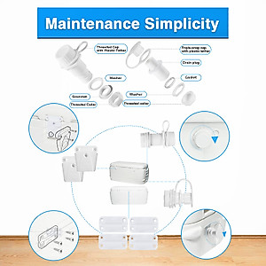 Cooler Replacement Parts Kit, Ice Chest Plastic Hinges, Threaded and Triple-Snap Drain Plug, Latches and Stainless Steel Screws Combo, Plastic Cooler Replacement Set