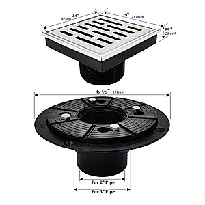 Neodrain Square Shower Drain,4 inch Stainless Steel 304 Grate and PVC Drain Body, Brick Pattern Grate with Brushed Nickel Finish, Kit Includes Hair Trap/Strainer,Lifting Hook and PVC Drain Base
