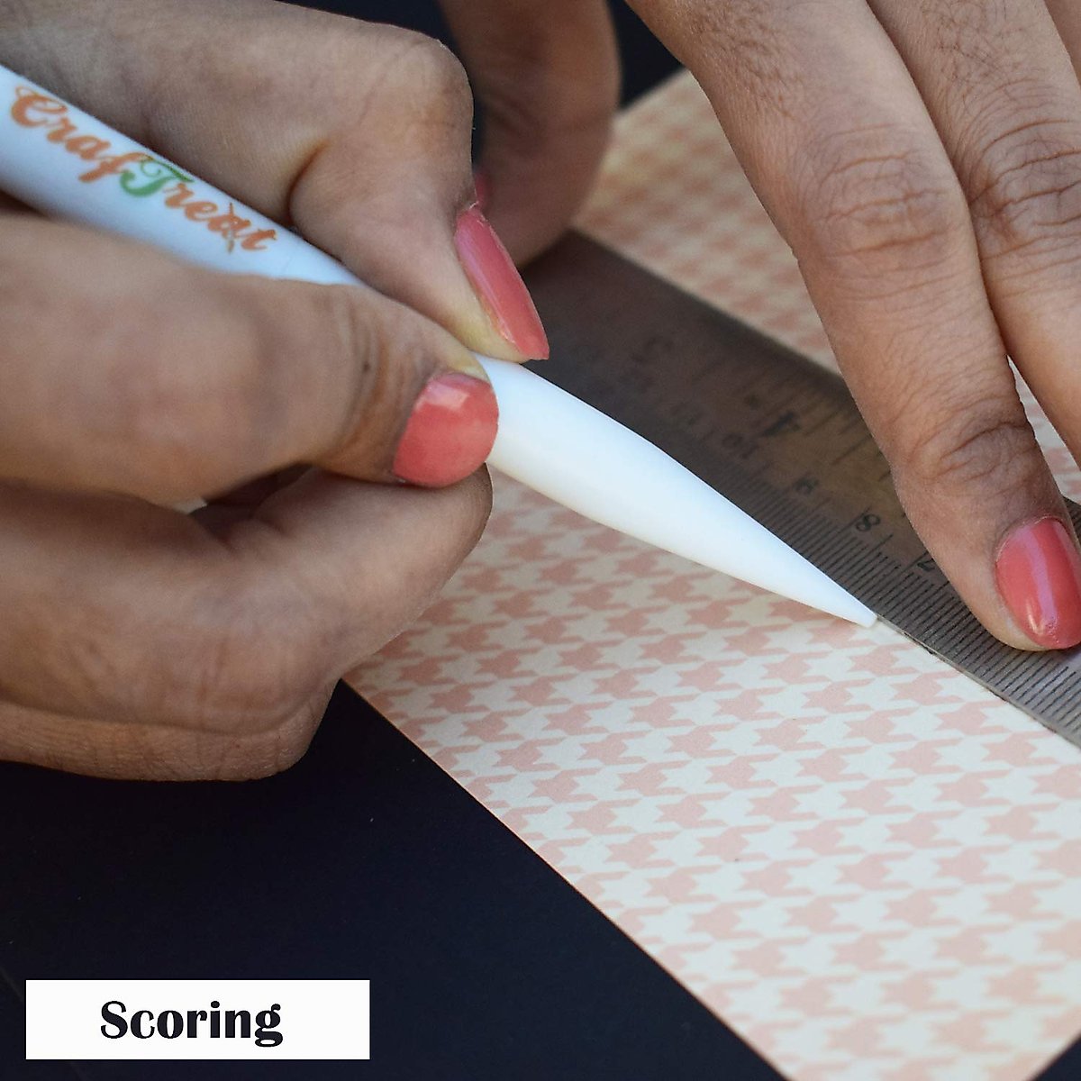CrafTreat Teflon Pencil Bone Folder and Scoring Tool - Paper Creasing Tool - Paper Scorer for Paper Crafting, Origami, Bookbinding, Scrapbooking - Smooth, Non Stick,Ergonomic Craft Tools