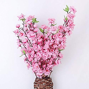 DOITOOL 6pcs Peach Flower Bouquet Flower Hanging Vine Cherry Blossom Tree Stems Fake Cherry Blossoms Artifical Flowers Flowers Decorative Flowers Pink Vase Household Bride Fake Plant