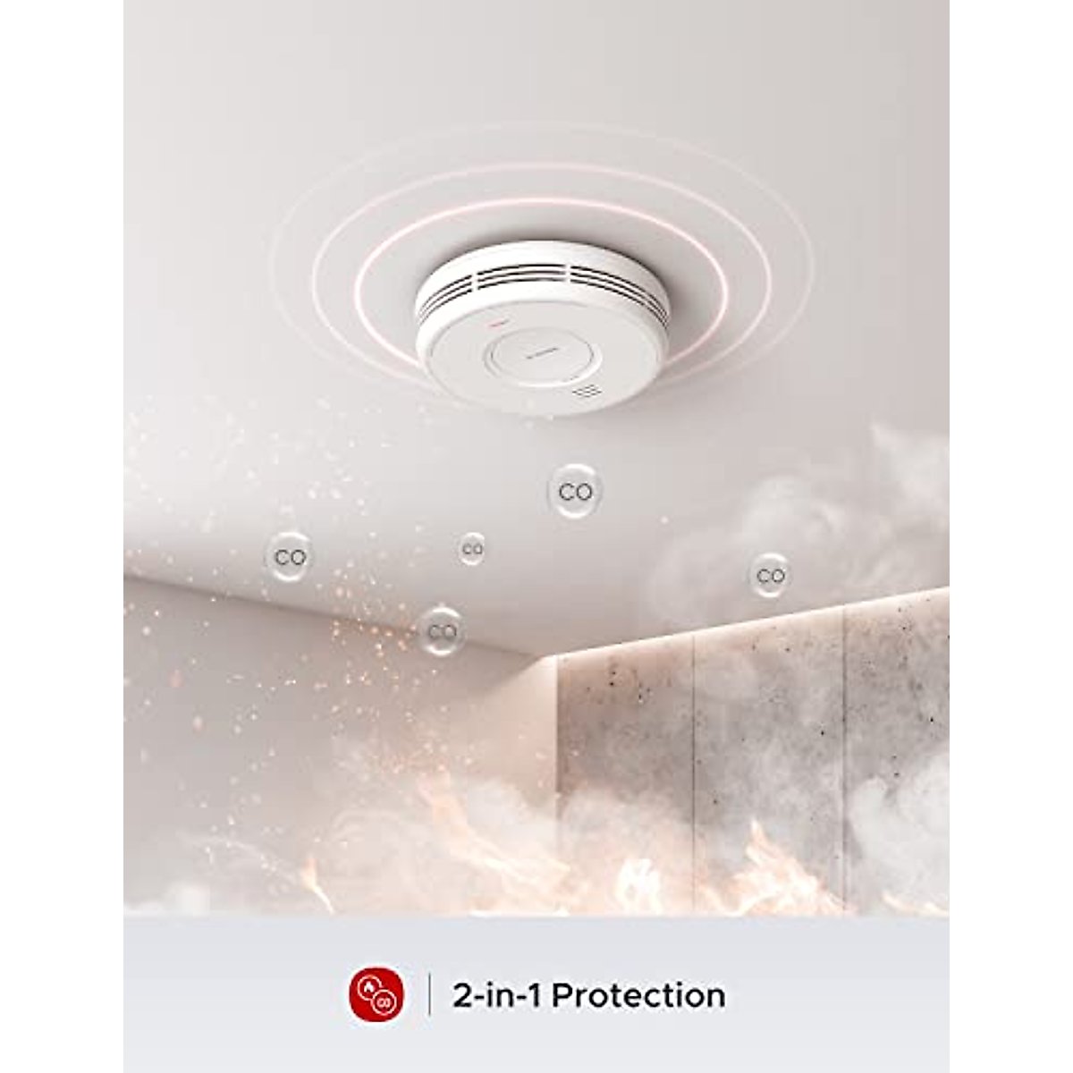 X-Sense AC Hardwired Combination Smoke and Carbon Monoxide Detector, Hardwired Interconnected Smoke and CO Detector Alarm with Replaceable Battery Backup, XP06, 1-Pack
