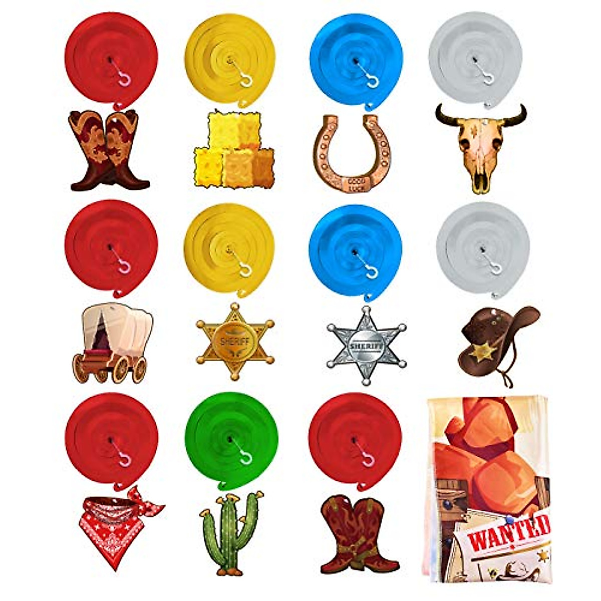 TMCCE Western Cowboy Party Decoration Wild West Cowboy Western Photography Backdrop Background and Western Cowboy Theme Hanging Swirls Foil Swirls