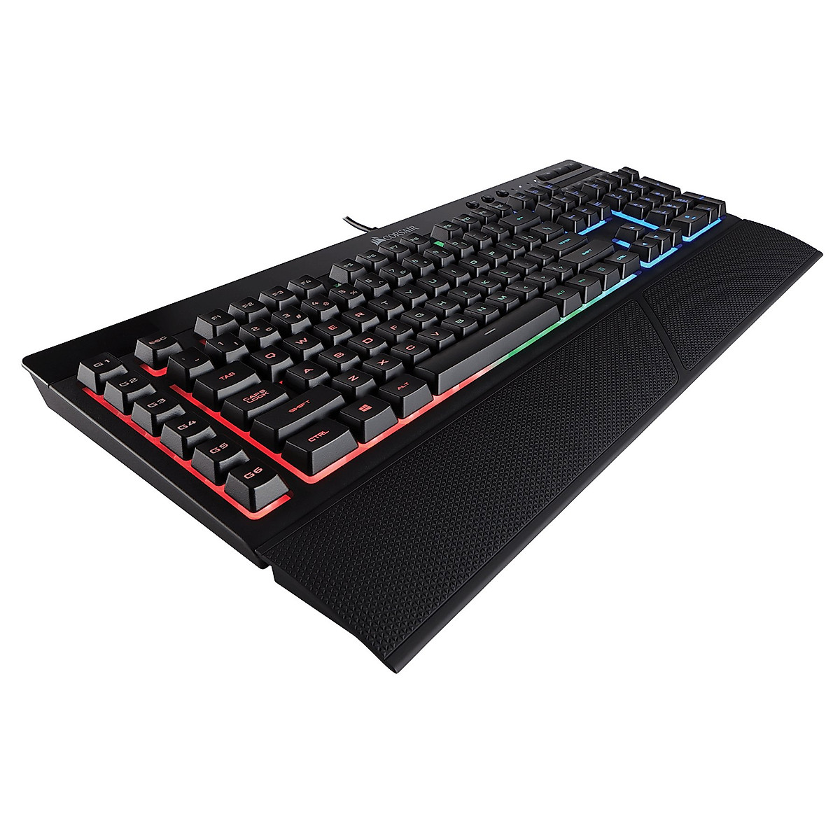 Corsair K55 RGB Gaming Keyboard - Quiet & Satisfying LED Backlit Keys - Media Controls - Wrist Rest Included - Onboard Macro Recording (Renewed)
