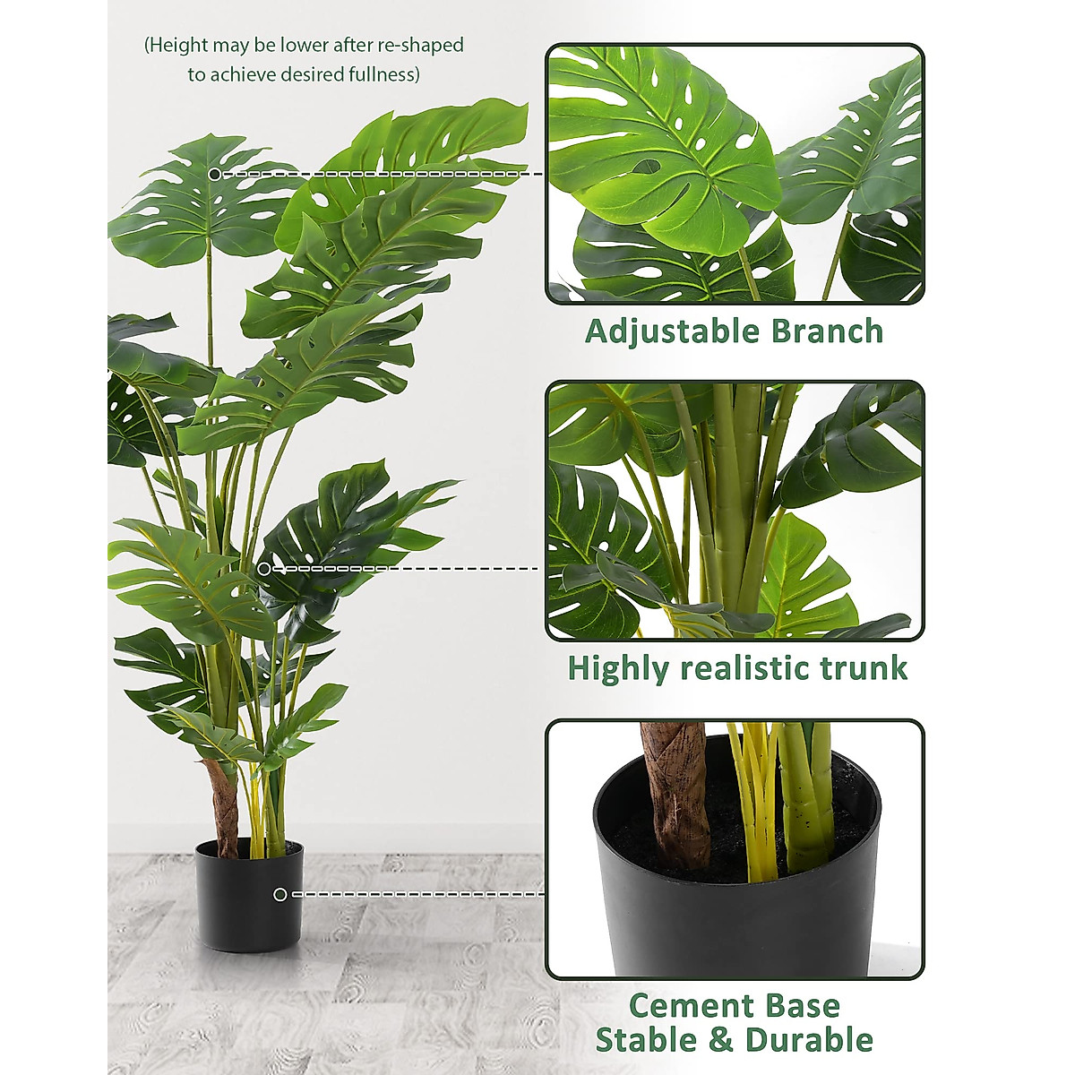 Artificial Tree-Faux Plants Indoor Outdoor- Keloteven 5FT Artificial Monstera Fake Tall Tree 16 Leaves - Artificial Plants for Home Decor, Office, Living Room and Pito Decoration, MD145