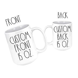 YOUR TEXT HERE Custom Rae Dunn Inspired 15oz Ceramic Mug | One or Two Sided Text