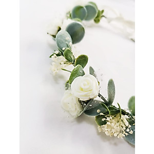 Dlynmoo Flower Crown Floral Wreath Headband Floral Crown Wedding Festivals Photo Props Headpiece TG02066