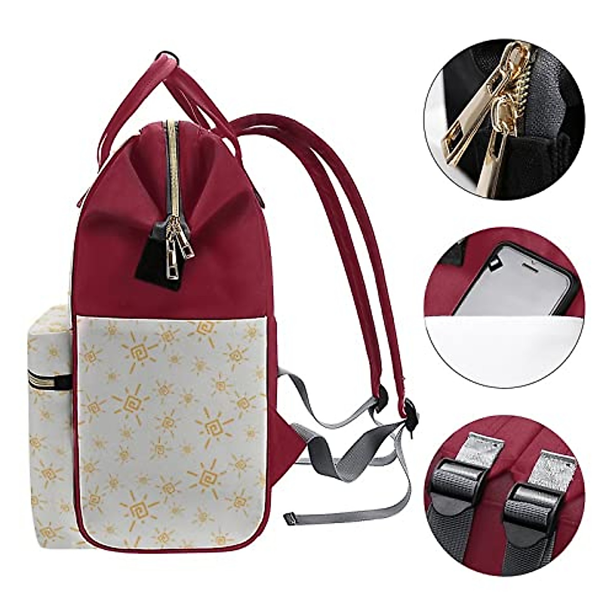 Cute Summer Sun Diaper Bag Backpack Large Capacity Mommy Bags Multifunction Nappy Bag Travel Back Pack Red-Style