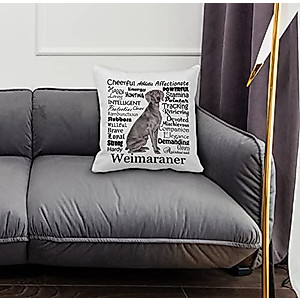 GICHUGI Dog Themed 18″×18″Funny Traits and Personality of A Weimaraner Dog Decorative Throw Pillow Case for Home Living Room Sofa Couch Bed Decor,Dog Lovers Weimaraner Mom Girls Women Gifts