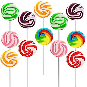 Fruidles Swirls Lollipop Candy, Mixed Fruit Flavor, Individually Wrapped (Assorted Variety Mix, 12-Pack)