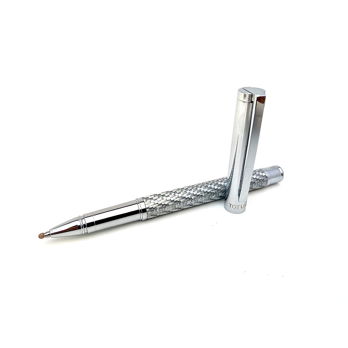 SHOPTOTUM Carbon Fiber Roller Pen Gel Ink, Elegant, Black and Chrome, Best Pen Writing for Men or Women in School, Office, Business. Gift box included Yin Yang Collection