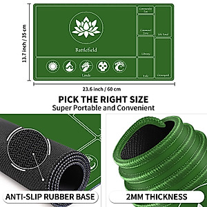 EDGFRTOIO Card Playmat Stitched with Magic Zones, Game Mats Tabletop 24x14 inch for MTG/TCG Card Battles Commander Deck Gaming Desk Mat Duel Mat Card Gameplay Mats for Beginner (Black, Green, 2 Pack)