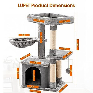 Cat Climbing Tower for Indoor Cats 30in, Cat Condo with Scratching Post, Cat Tree for Large Cat with Plush Perches, Hammock, Cat Tree Stand for Kitten with Dangling Ball, Platform