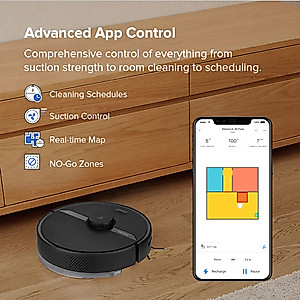 roborock S6 Pure Robot Vacuum and Mop, Multi-Floor Mapping, Lidar Navigation, No-go Zones, Selective Room Cleaning, 2000Pa Suction, Wi-Fi Connected, Alexa Voice Control (Black)