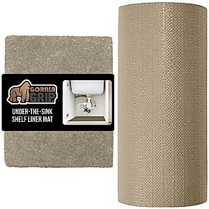 Gorilla Grip Under Sink Mat and Smooth Drawer Liner, Under Sink Mat Size 24x30, Absorbent Mat for Below Sinks, Drawer Liner Size 17.5x20, Non Adhesive, Both in Beige, 2 Item Bundle