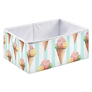 Icecreams Storage Basket Storage Bin Rectangular Collapsible Nursery Baskets Toy Storage Box Organizer for Living Room Bedroom
