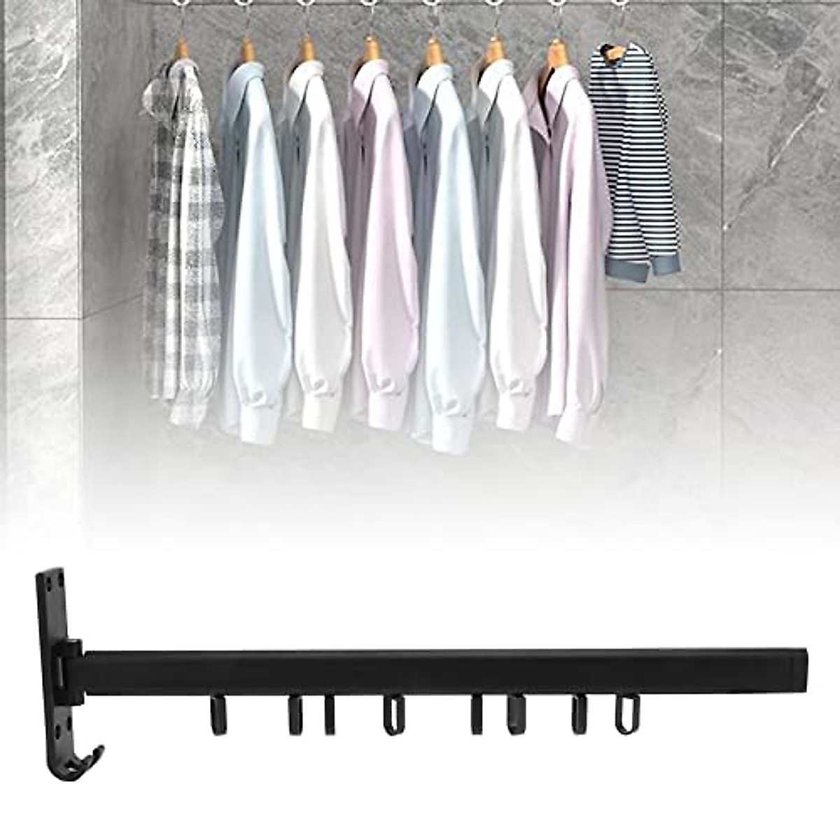 Natudeco Clothes Drying Rack Wall Mounted Clothes Rack Space Saving Dryer Rack Retractable Laundry Drying Rack for Outdoor Balcony Laundry Bathroom
