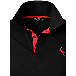 HOOD CREW Men’s Classic Polo Shirt Short Sleeve Shirts Lightweight Casual Tops Black XL