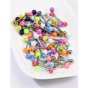 Vsnnsns 14G Nipple Rings Tongue Rings Piercing 14mm Stainless Steel Nipplerings Straight Barbell Nipple Rings Body Piercing Jewelry for Women Men 24 Pairs