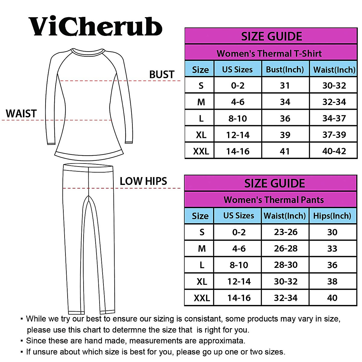 ViCherub 2 Sets Women's Thermal Underwear Set Long Johns with Fleece Lined Ultra Soft Top & Bottom Base Layer Thermals for Womens Black & Gray Medium