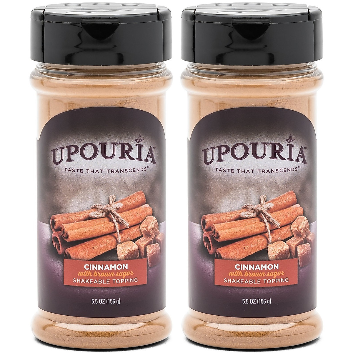 Upouria Cinnamon with Brown Sugar Shakeable Hot Cocoa and Coffee Topping 5.5 Ounce (Pack of 2)
