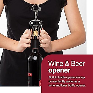 Zyliss Stainless Corkscrew & Bottle Opener - Wine Corkscrew & Beer Bottle Opener with Rubber Handles - Dishwasher-Safe Kitchen Tool & Gadget