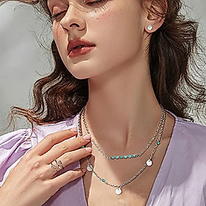 ORAZIO 52 Pcs Jewelry Sets for Women Layered Necklace Adjustable Braided Bracelets Set Dangle Stud Hoop Earrings CZ Stackable Knuckle Ring Set Fashion Ear Cuff Set Silver Gold Women's Jewelry Sets(Silver)