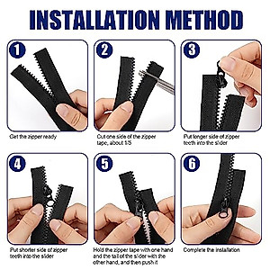 AUAUY 2 PCS 60cm/23.6inch Resin Coil Zippers with 5 PCS Zipper Pulls,Strong No.5 Resin Open-Ended Zips for Sewing Assorted Sizes, DIY Dressmaking, Bags, Tailor, Craft Supplies(Black)