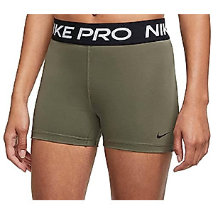 Nike Womens Pro 3" Shorts (Medium Olive/Black/Black, Large)